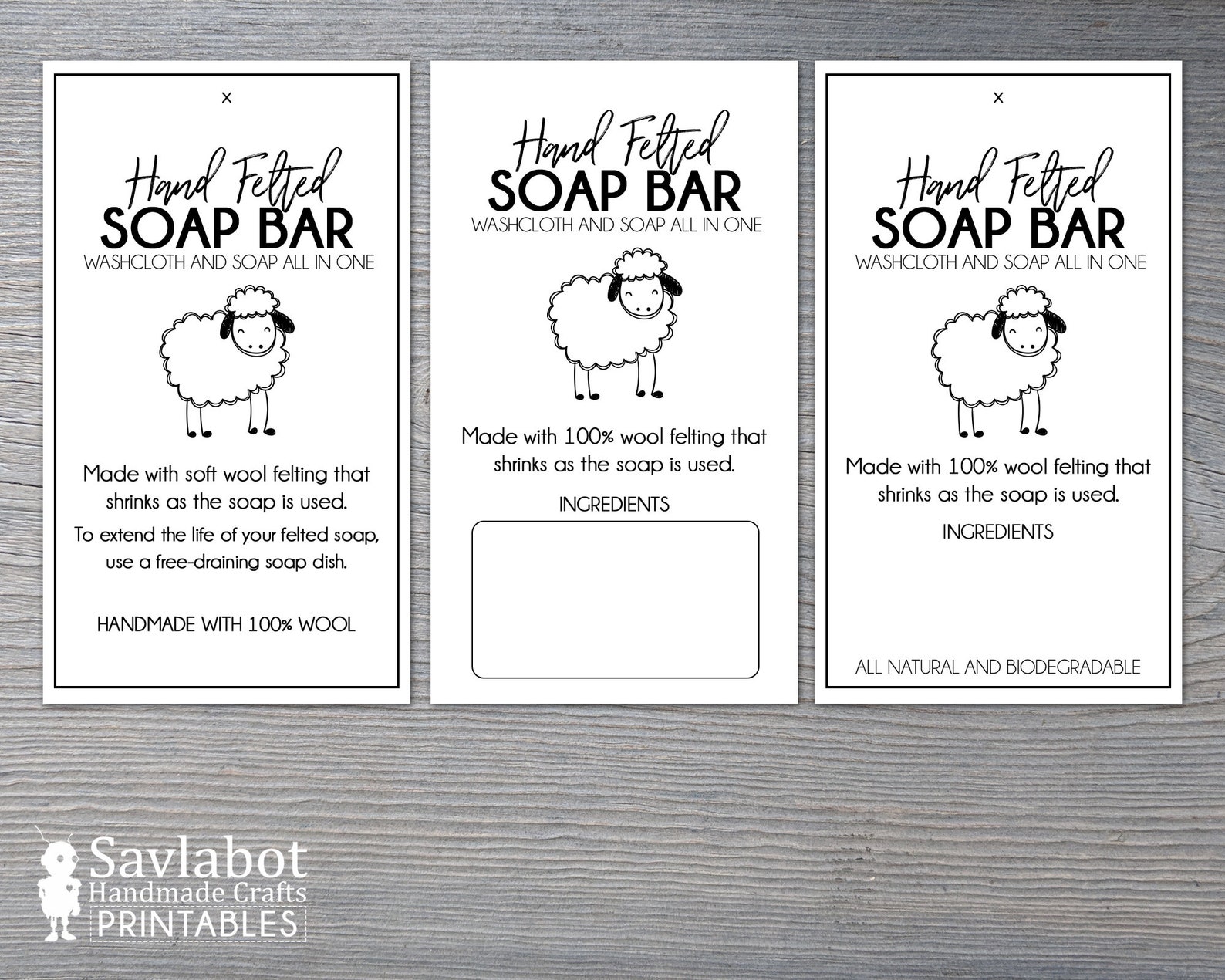 Felted Soap Bar PRINTABLE Tags and Wraps - Etsy