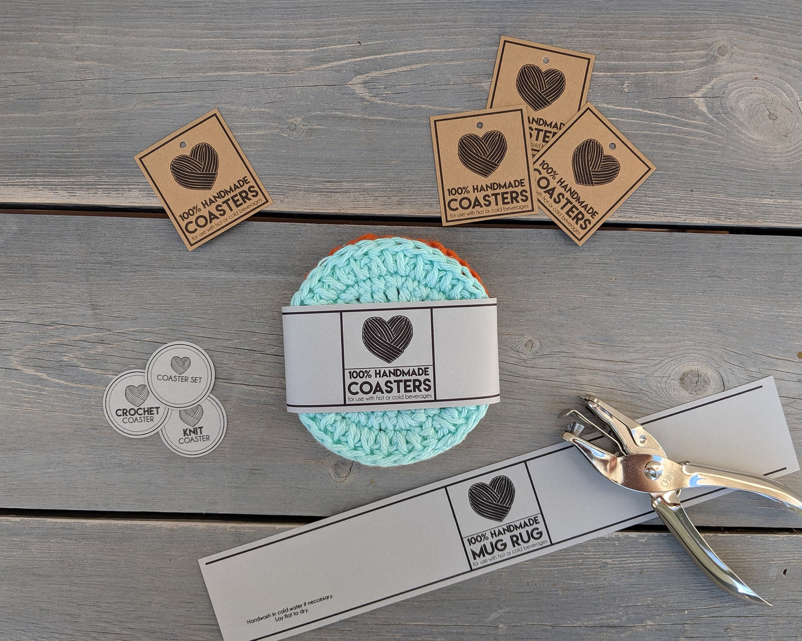 Printable Coaster Tags and Labels Knit Crochet Coaster Sets | Etsy