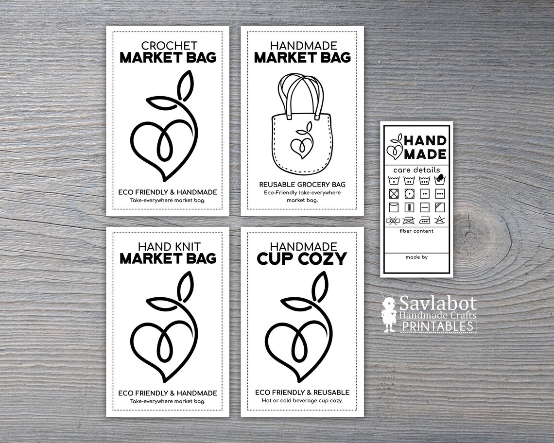 Printable Market Bag Tags and Cup Cozy tags for packaging | Etsy