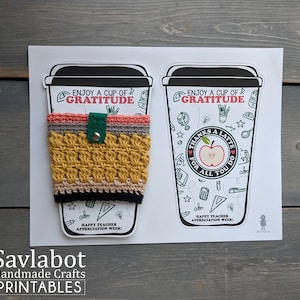 Teacher Appreciation Cup Cozy Printable Gift Holders - Etsy