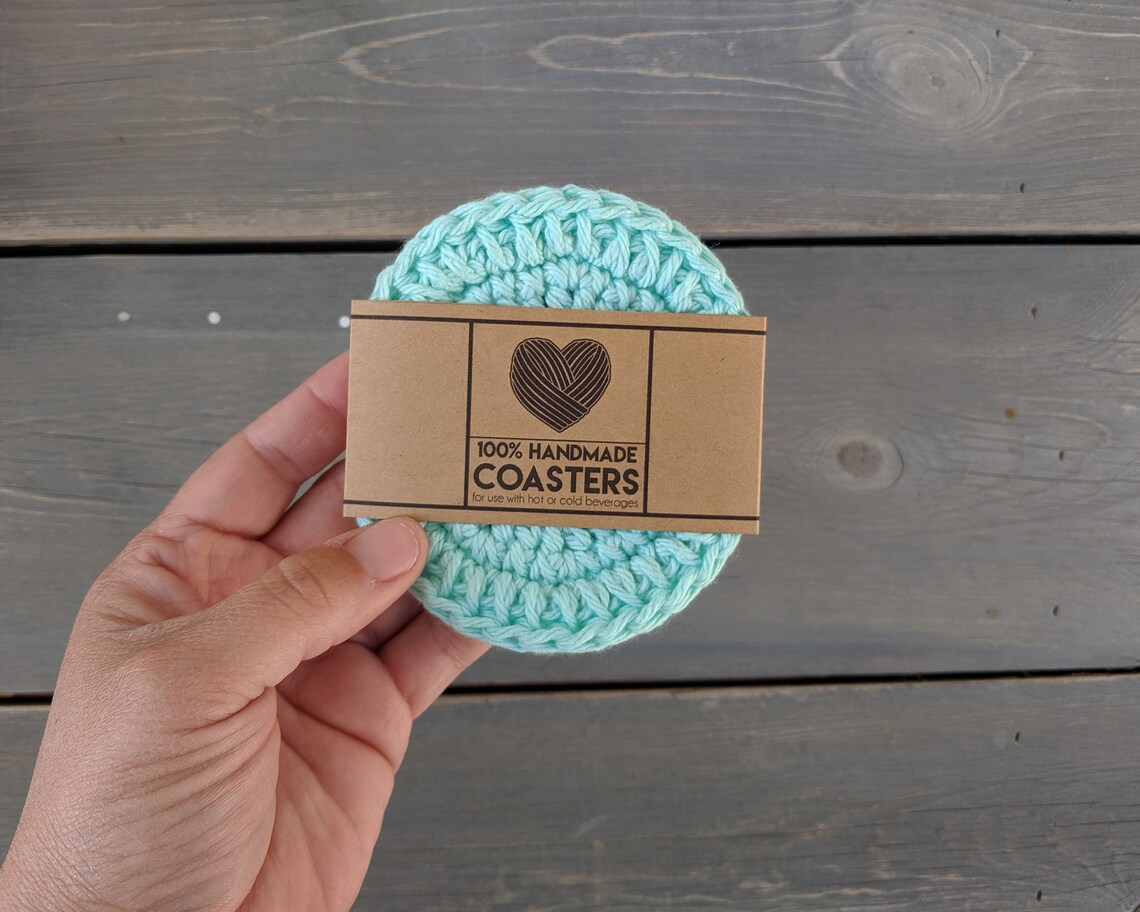 Printable Coaster Tags and Labels Knit Crochet Coaster Sets | Etsy