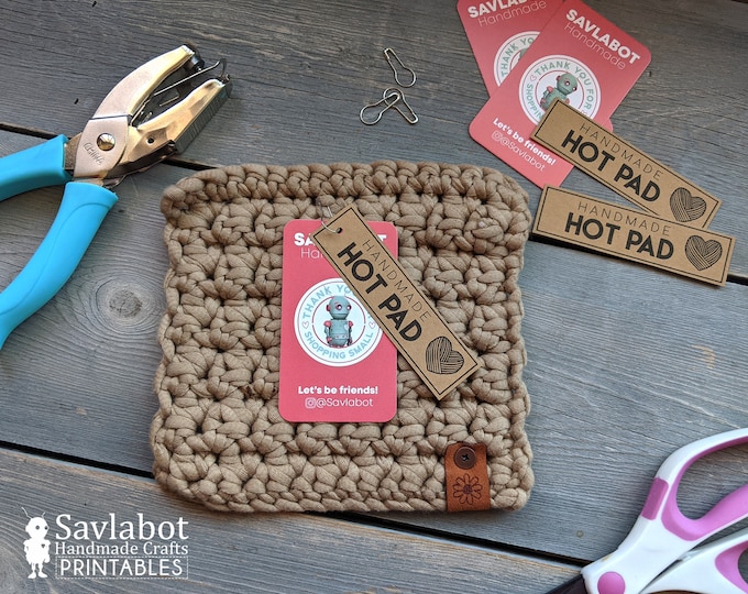 Printable Hot Pad and Trivet Tag Set, DIY Print at Home Packaging and ...
