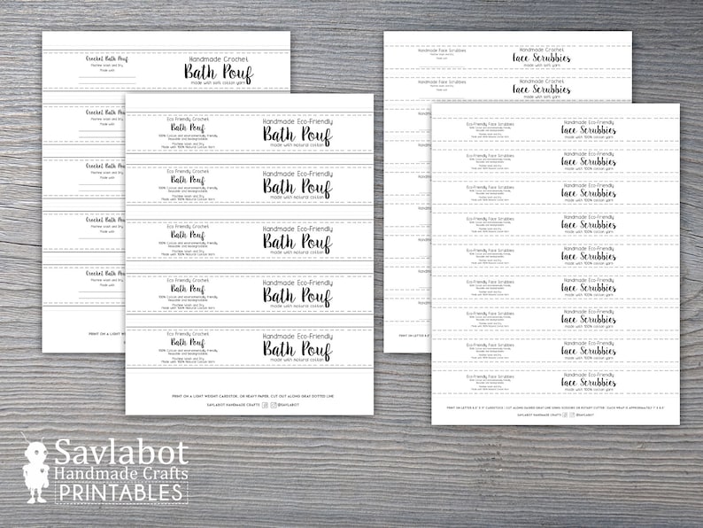 Printable Face Scrubbies Wraps, Printable Gift Tags, Labels, Market ...