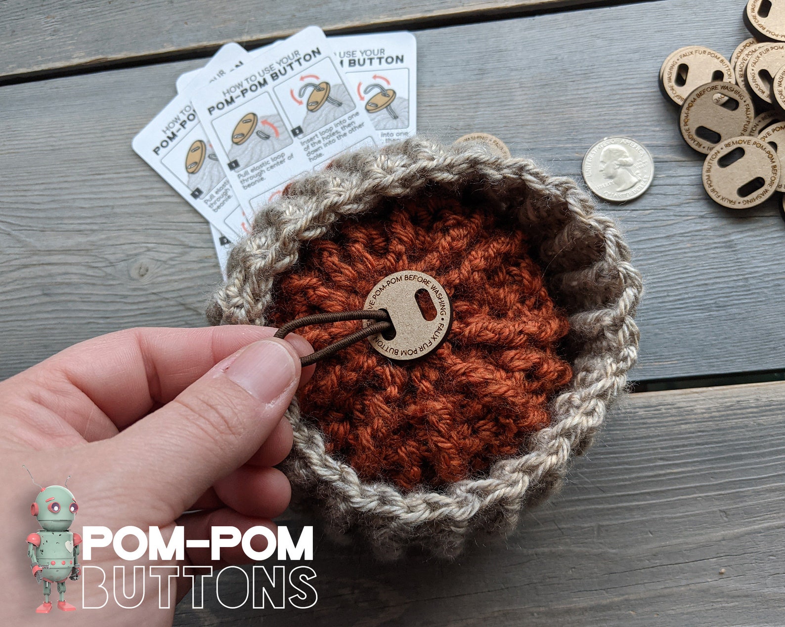 Pom-pom Buttons for Use With Faux Fur and Yarn Pom Poms That | Etsy