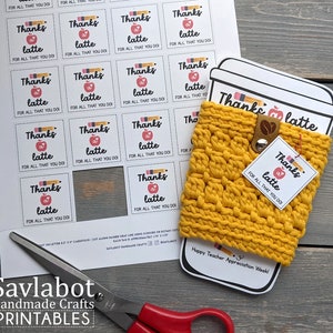 Teacher Appreciation Cup Cozy Printable Gift Holders - Etsy