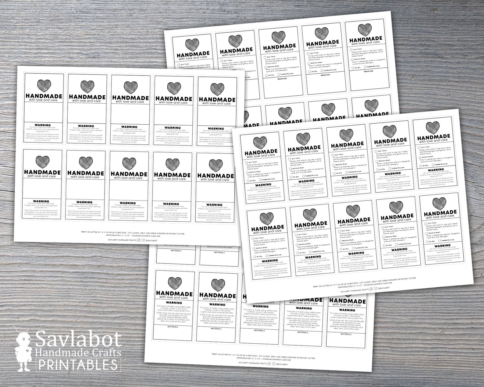 Safety Eye PRINTABLE Warning and Care Card PDF Files - Etsy