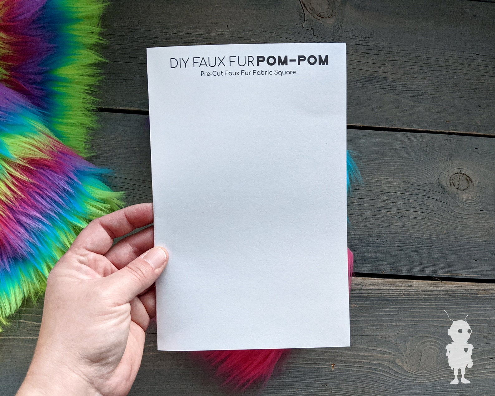 Faux Fur Pom Pom Packaging, Pre-cut Fabric Square Instructions (PDF ...