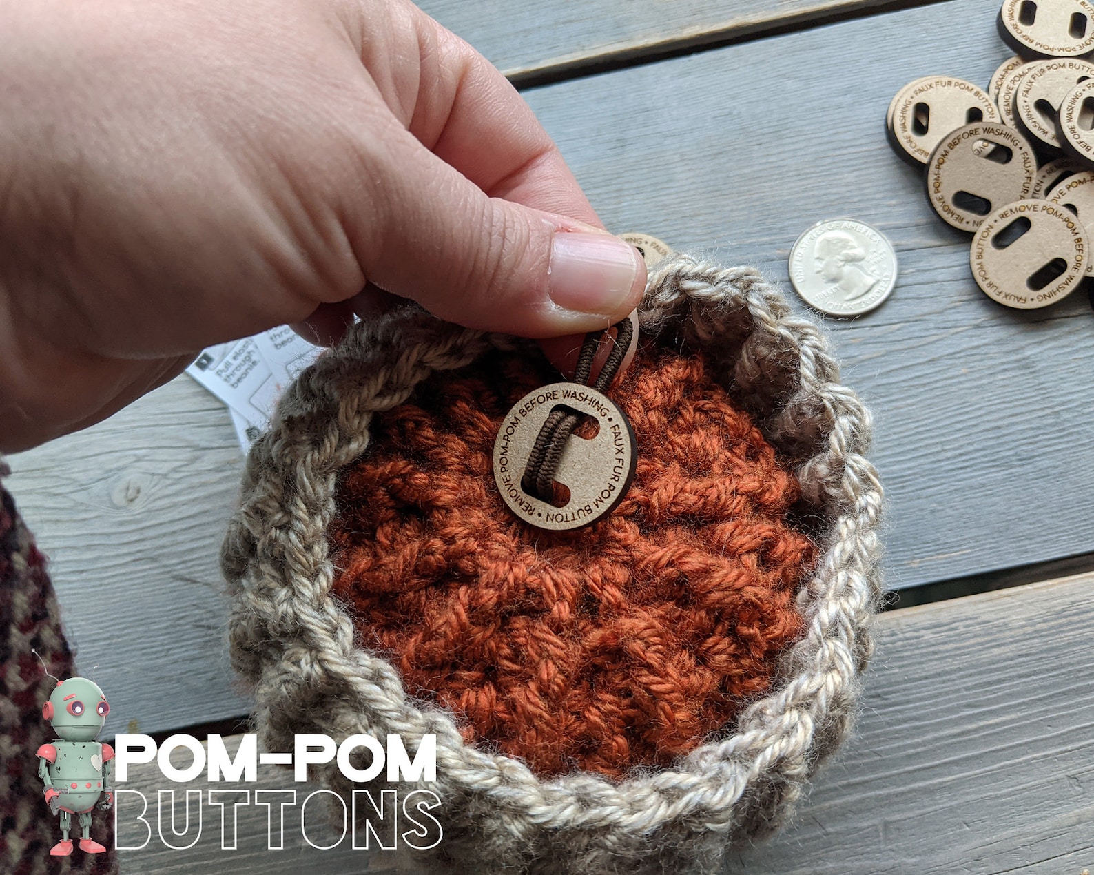 Pom-pom Buttons for Use With Faux Fur and Yarn Pom Poms That - Etsy
