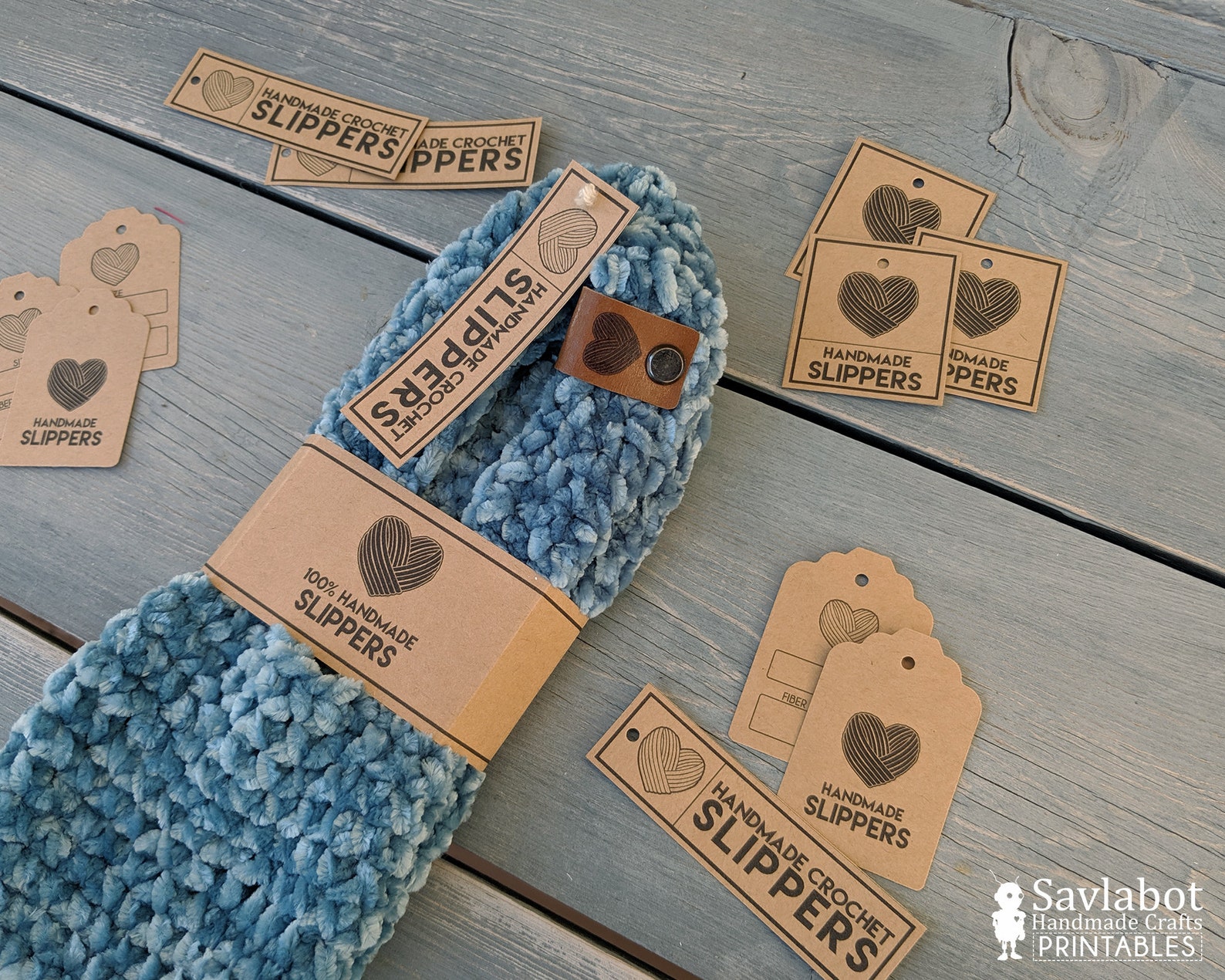 Printable Slippers Tags and Labels, Knit, Crochet Slipper Socks ...