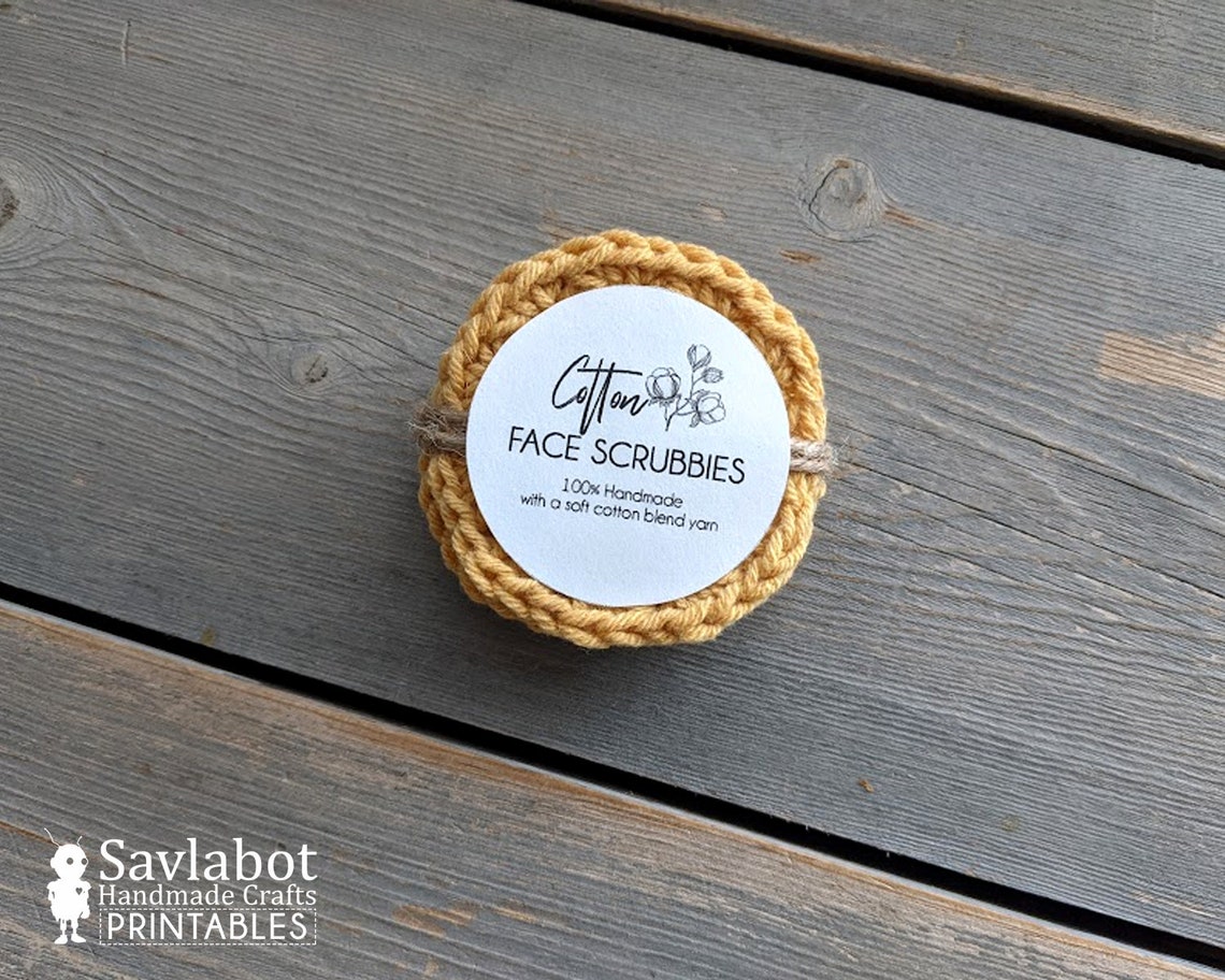 Round Face Scrubbies Tags With Cotton Logo Printable Pdf - Etsy