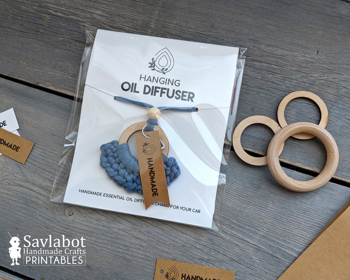 Essential Oil Diffuser Charm and Pendant PRINTABLE Product Packaging ...