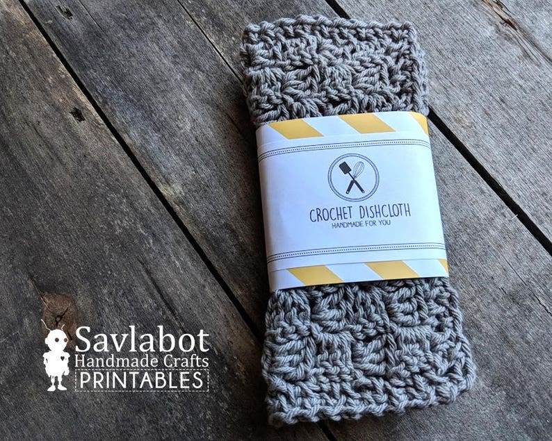 Printable Dishcloth Wrapper Crochet Gift Tags Labels - Etsy Canada