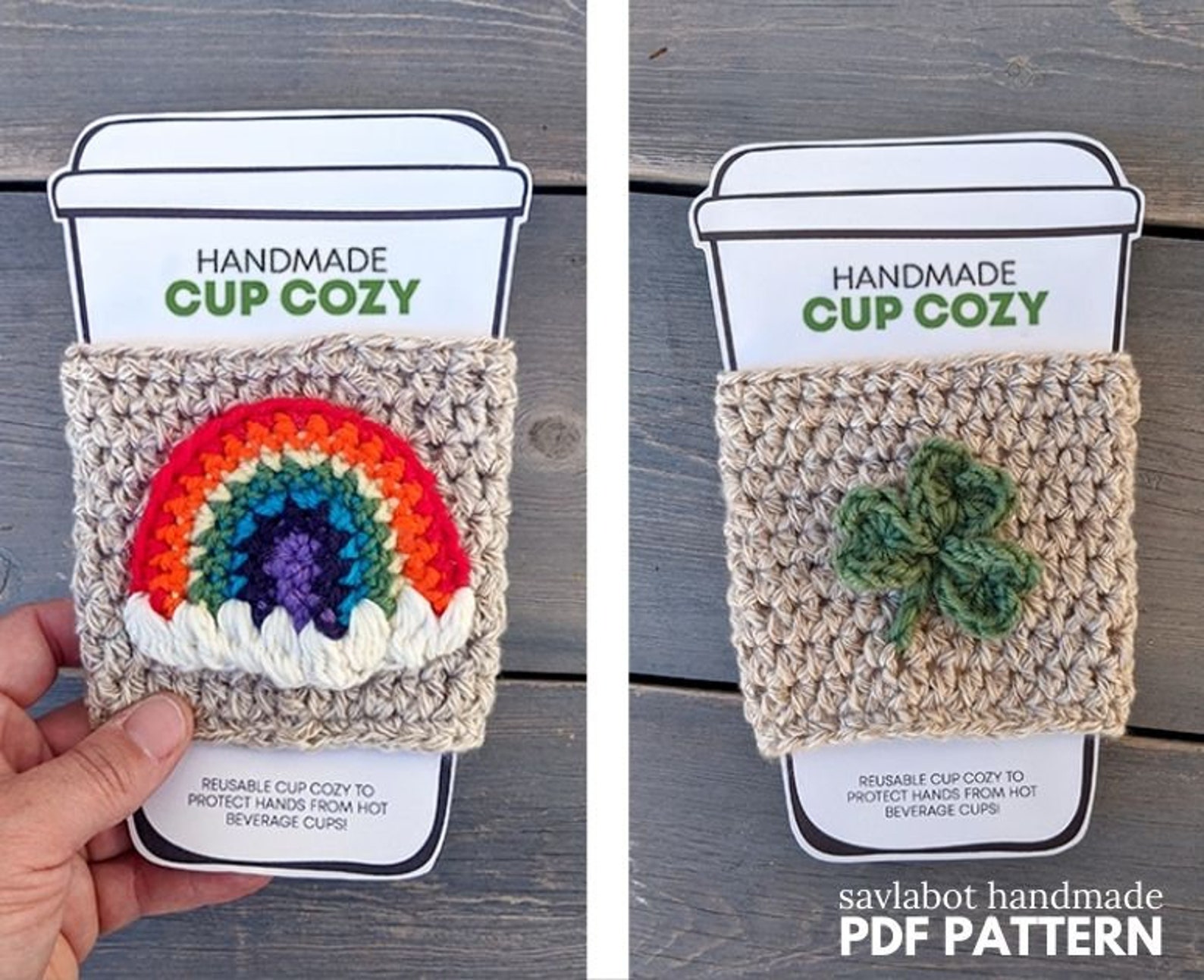 2-in-one Simple Cup Cozy Crochet Pattern - Etsy