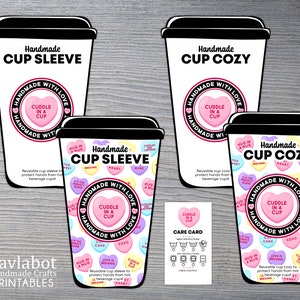 Valentine's Day Cup Cozy and Cup Sleeve Printable PDF Files - Instant ...