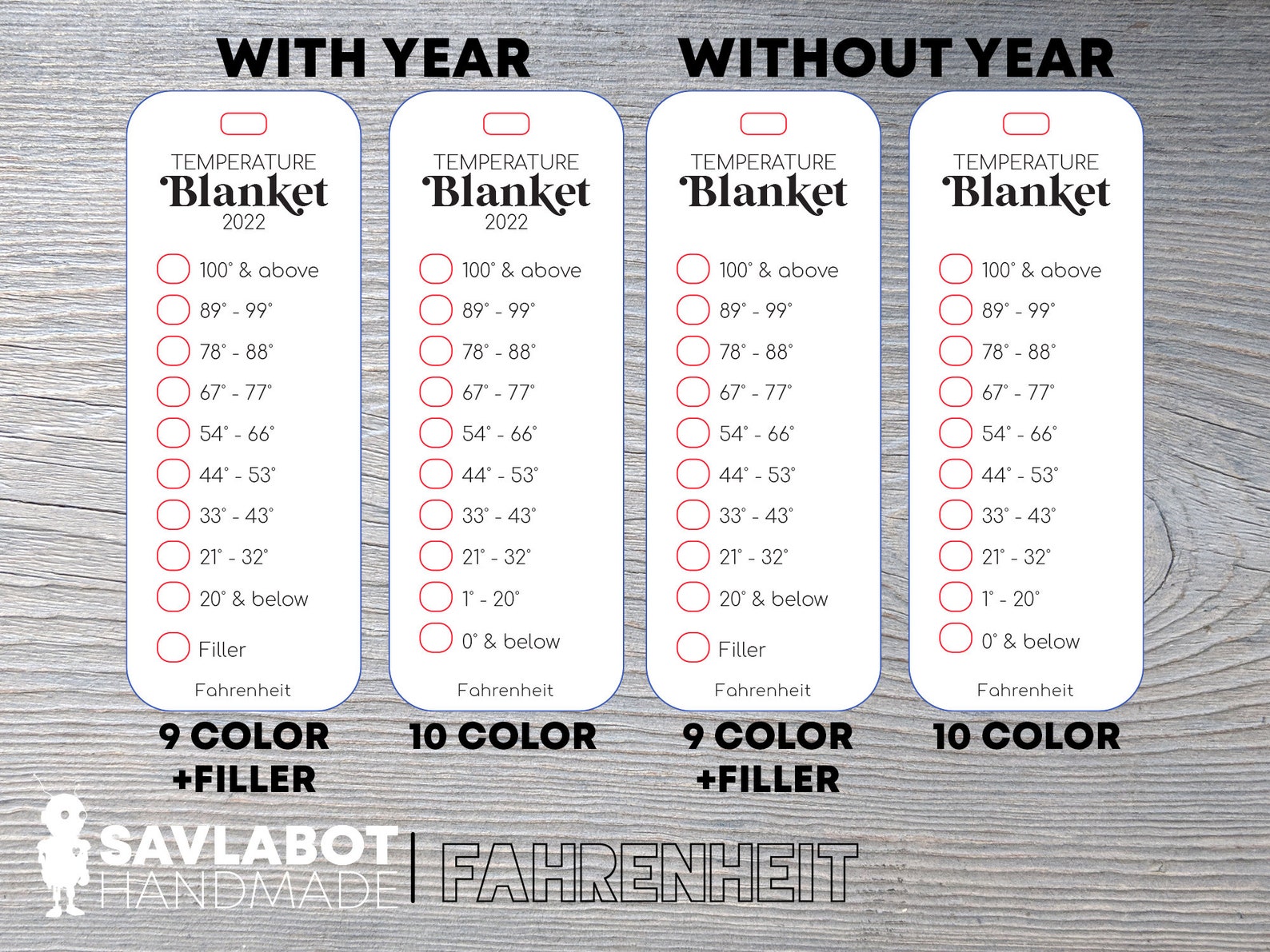 TEMPERATURE Blanket Color Chart Wooden Color Keeper | Etsy