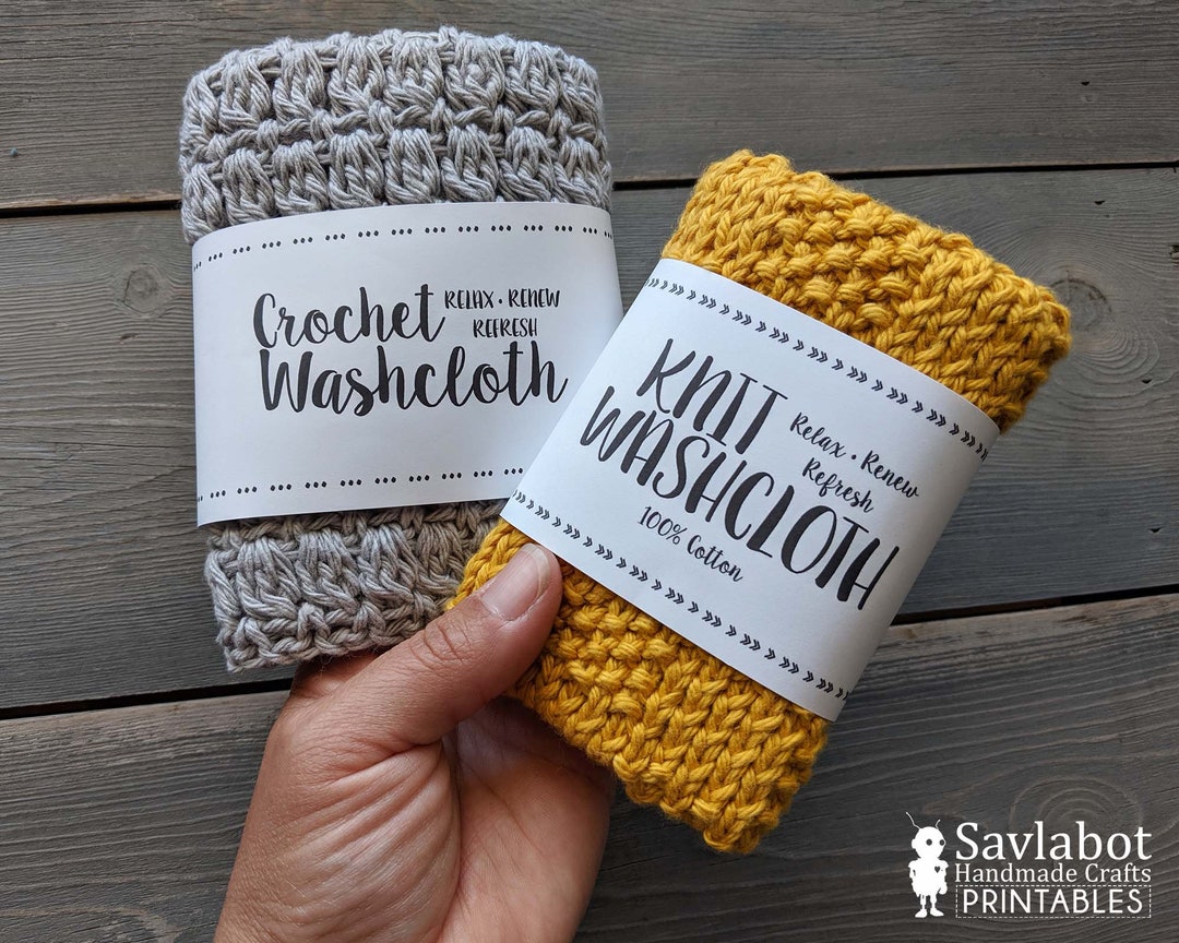 Knit Crochet Washcloth Wraps, Printable Gift Tags (PDF Pattern) - Etsy