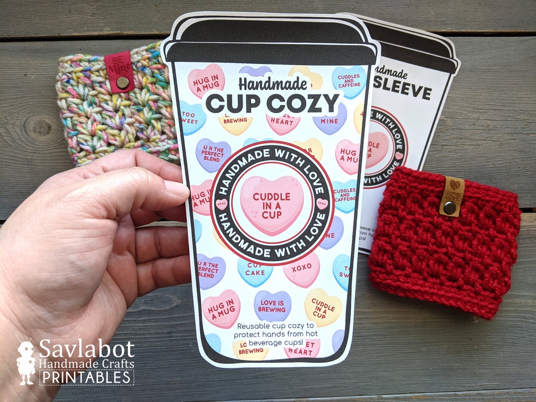 Valentine's Day Cup Cozy and Cup Sleeve Printable PDF Files - Instant ...