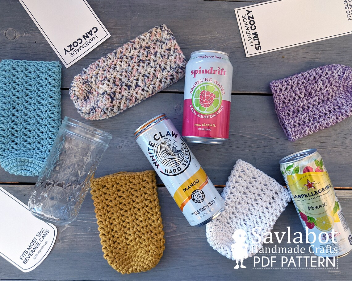 Crochet Slim Can Cozy Pattern and Printable Can Cozy Holder - Etsy