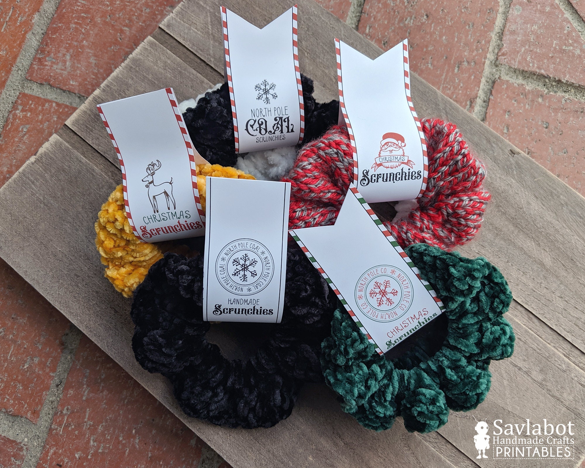 Printable Christmas Scrunchies Display Template, Velvet, Knit, Crochet ...