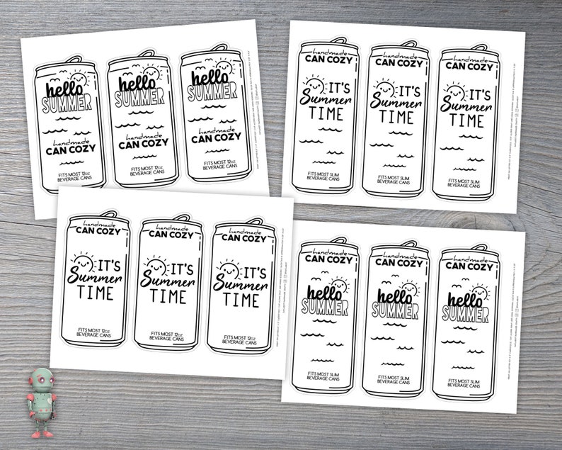 Printable Summer Slim and Regular Size Can Cozy Holder - Etsy