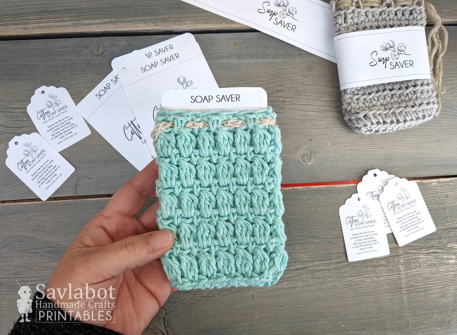 Soap Saver Printable Tags, Knit Face Cloths Wraps, Soap Saver Bag ...