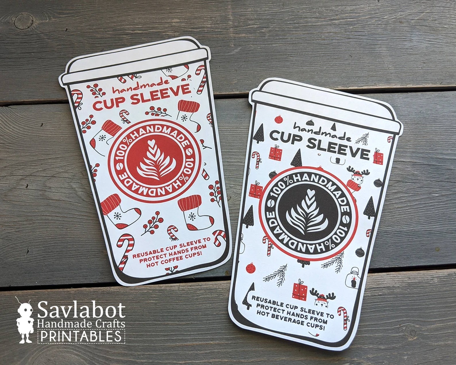 PRINTABLE Fall and Winter Themed Cup Cozy and Sleeve Holder - Etsy