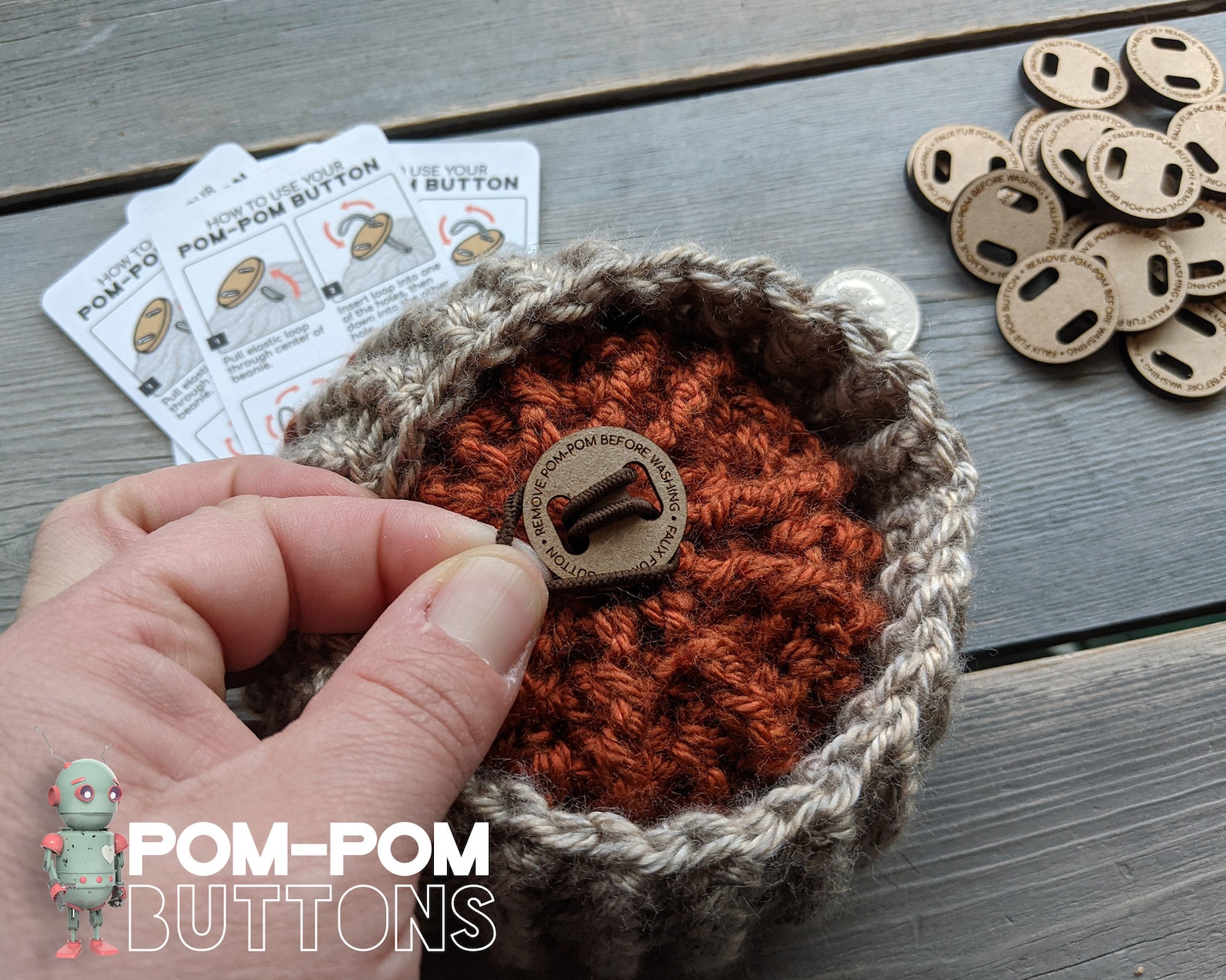 Pom-pom Buttons for Use With Faux Fur and Yarn Pom Poms That - Etsy