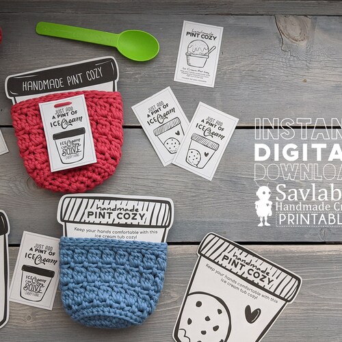 PDF Ice Cream Pint Cozy Label Tag Printable - Etsy