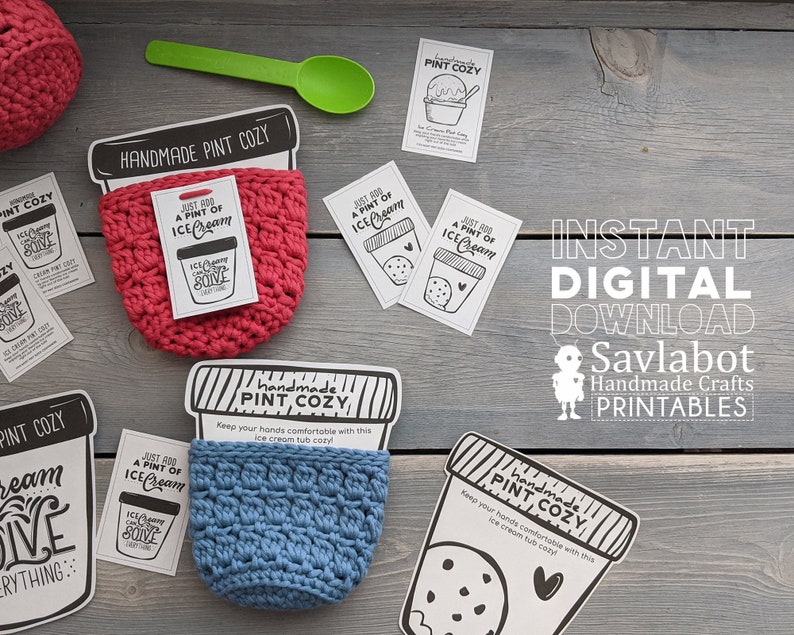 Ice Cream Pint Cozy Printable Display Cards - Etsy Canada