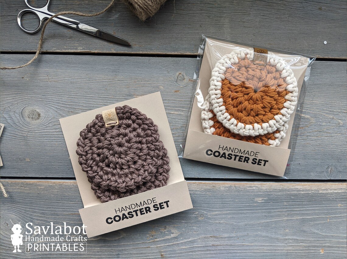 Coaster PRINTABLE Packaging for Handmade Coasters - Etsy
