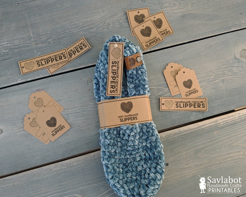Printable Slippers Tags and Labels Knit Crochet Slipper - Etsy Singapore
