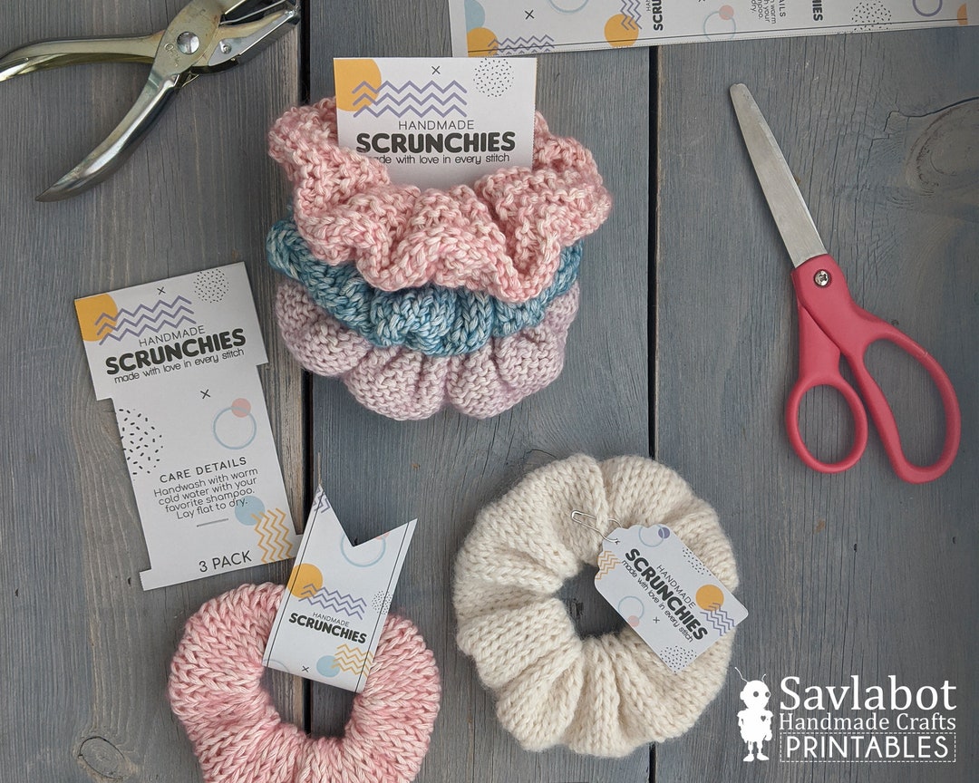 Retro Scrunchies Printable Display Set, Handmade Scrunchies, DIY ...