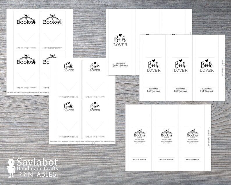 Printable Bookmark and Corner Bookmark Holder Cards - Etsy