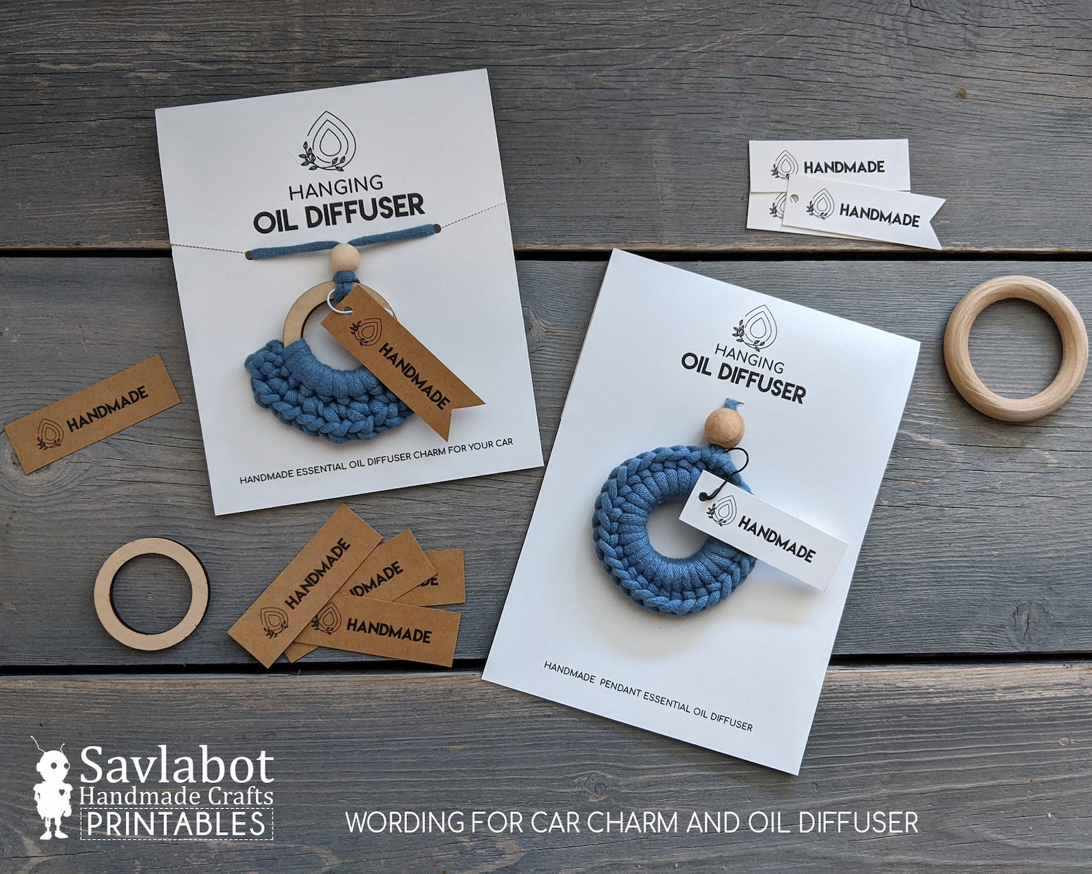 Essential Oil Diffuser Charm and Pendant PRINTABLE Product Packaging ...