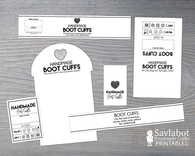 BOOT CUFF Printable Tags for Packaging and Displaying Your - Etsy