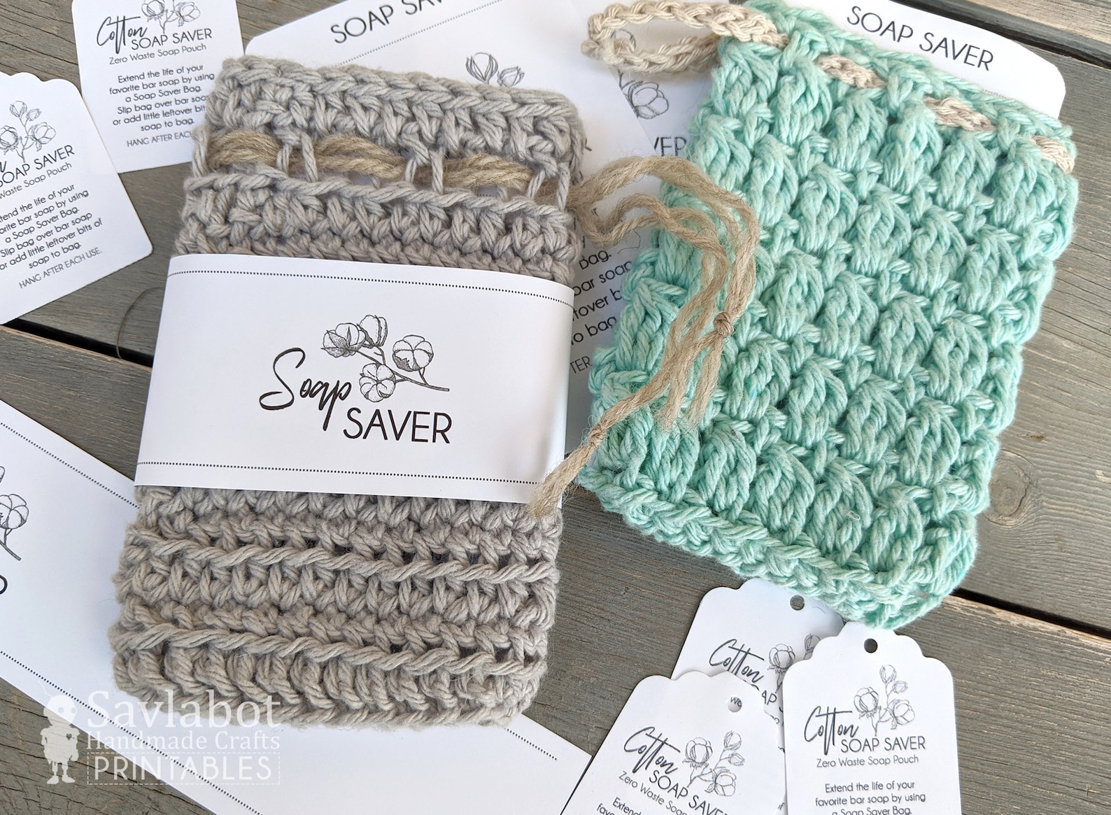 Soap Saver Printable Tags, Knit Face Cloths Wraps, Soap Saver Bag ...
