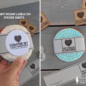 Printable Coaster Tags and Labels, Knit, Crochet Coaster Sets ...