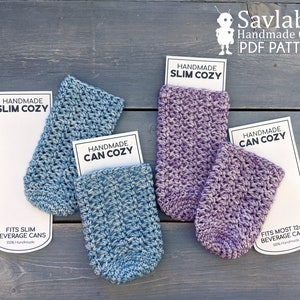 Crochet Slim Can Cozy Pattern and Printable Can Cozy Holder Templates ...