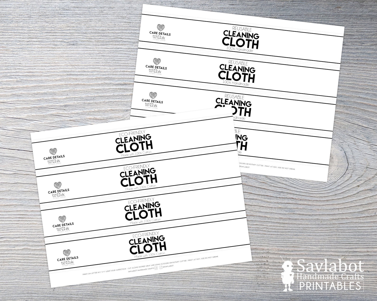 Printable Cleaning Scrubbie, Cleaning Cloth and Mop Cover Wraps ...