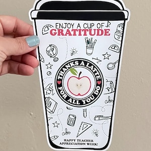 Teacher Appreciation Cup Cozy Printable Gift Holders - Etsy