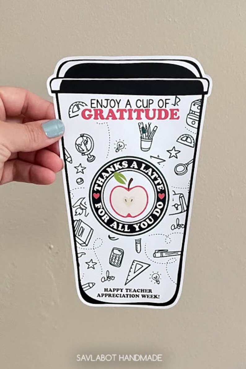 Teacher Appreciation Cup Cozy Printable Gift Holders - Etsy