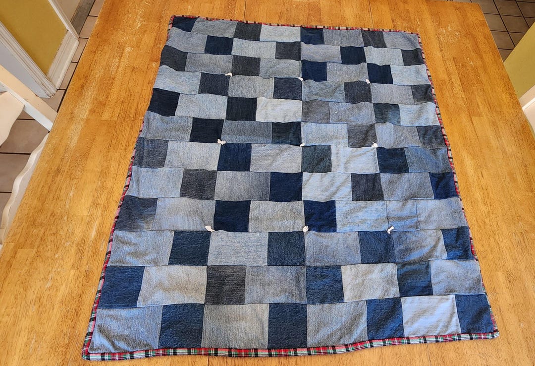 Vtg Denim Crib or Lap Quilt - Etsy