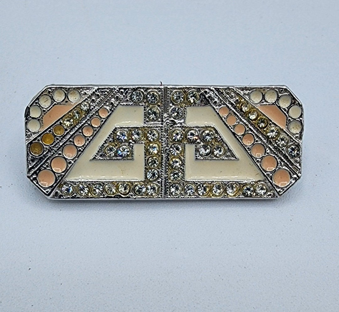 Art Deco Lapel Pin Pink With Stones - Etsy