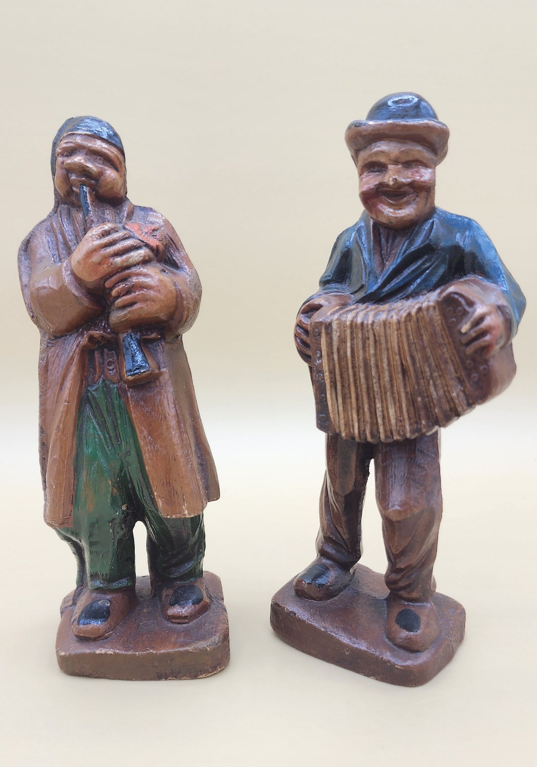 Set of 2 Italian Kitsch Carved Wood Musicians - Etsy