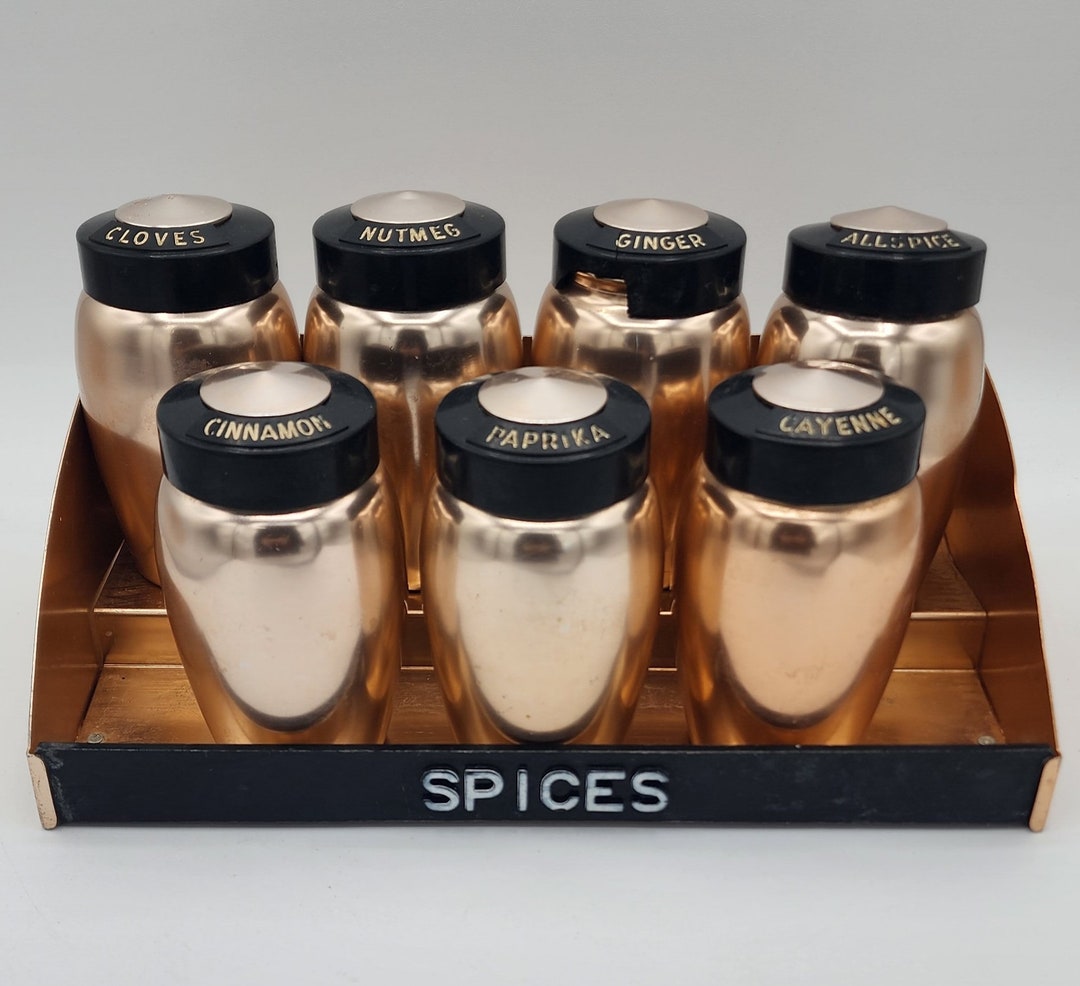Kromex Copper Spice Rack With 7 Matching Metal Spice Jars - Etsy