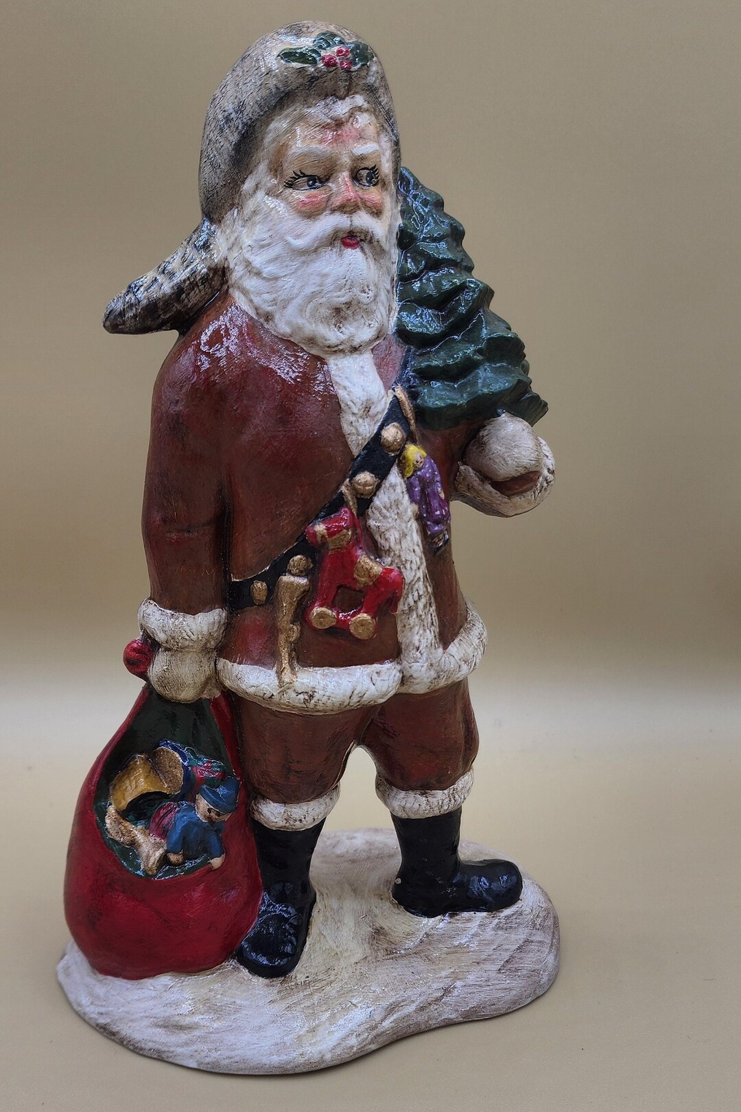 Frontier Santa With Coonskin Cap Figure - Etsy