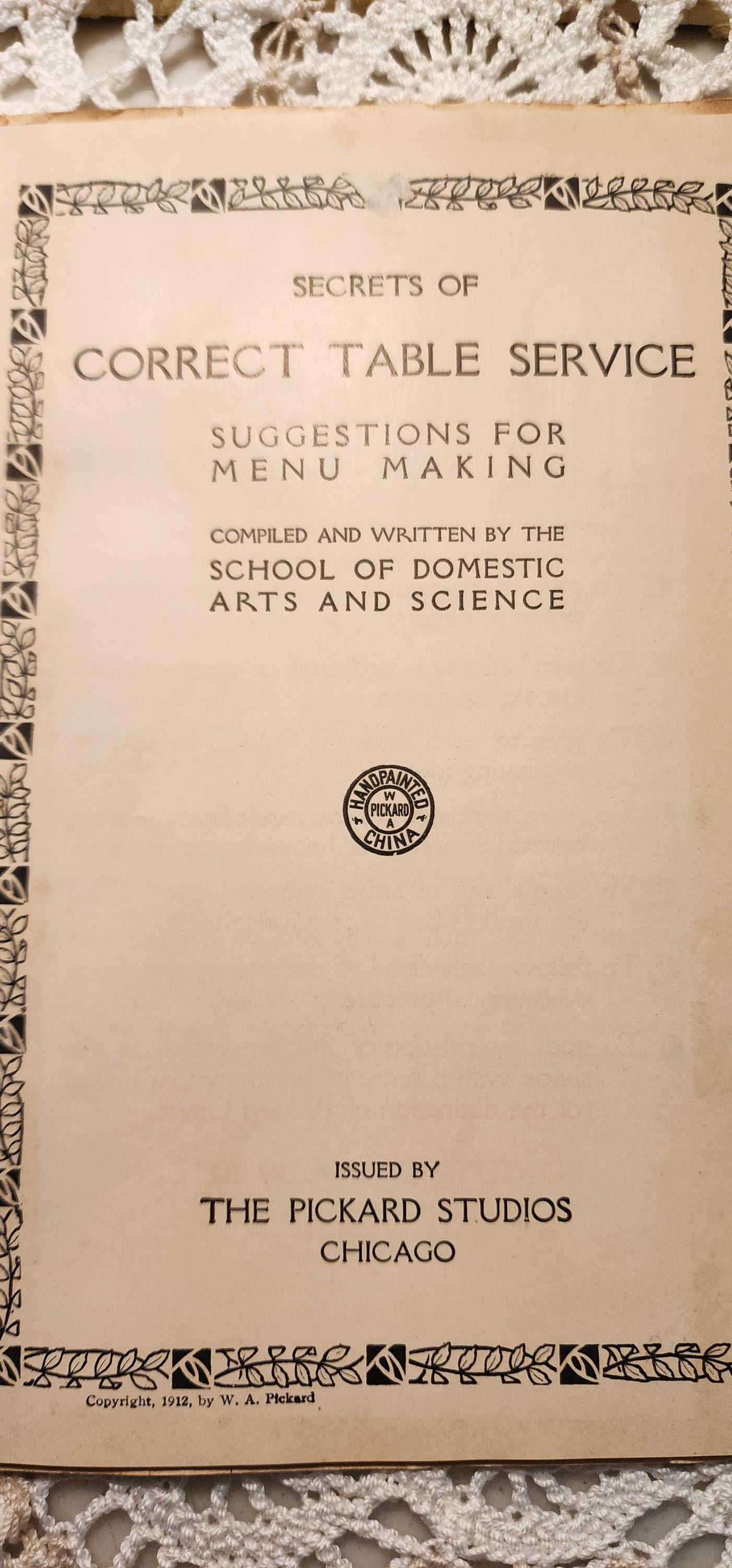 RARE 1912 Secrets of Correct Table Service Original Booklet - Etsy