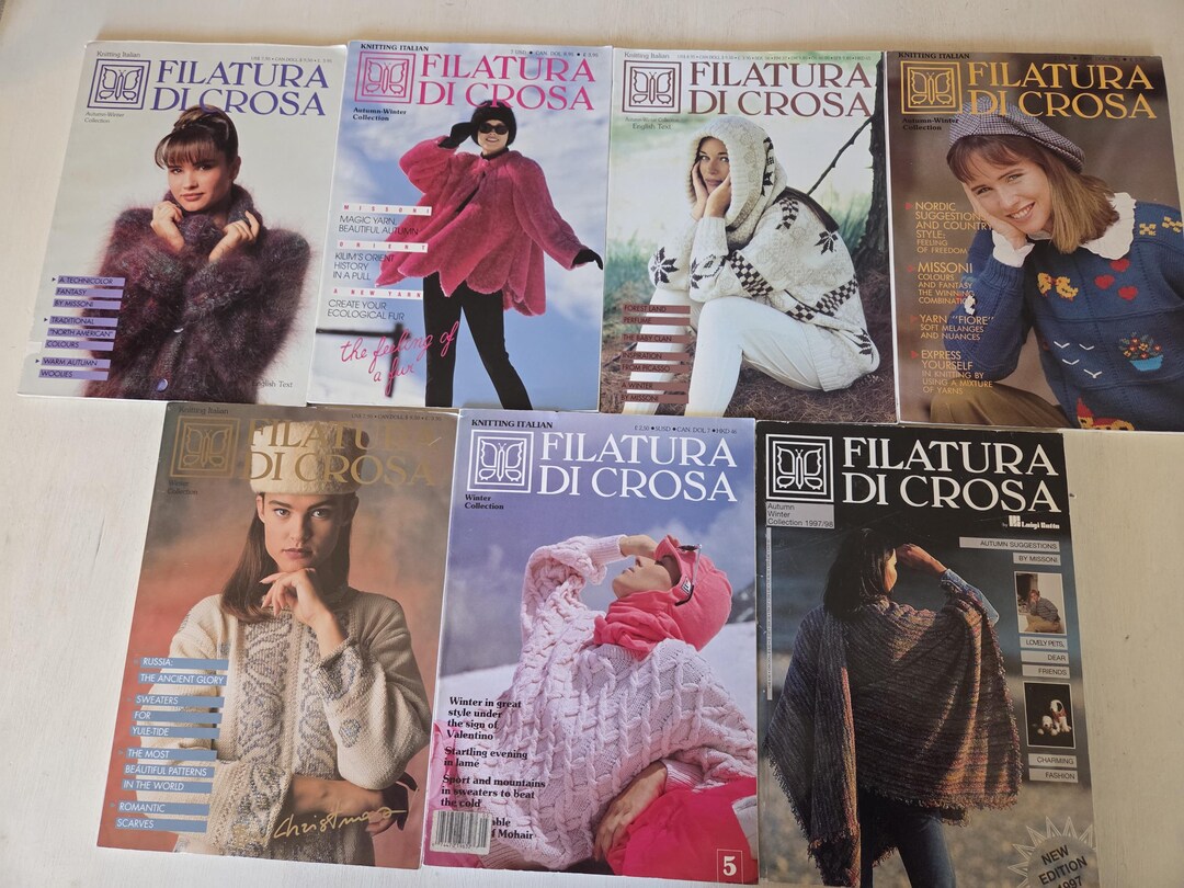 Set of 7 Vtg Filatura Di Crosa Imported Knitting Magazines - Etsy