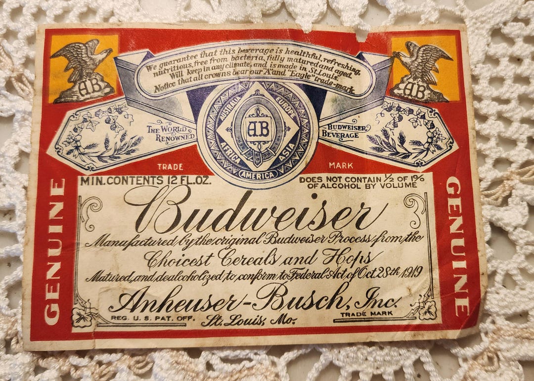 Extremely Rare 1934 Budweiser Label Prohibition - Etsy