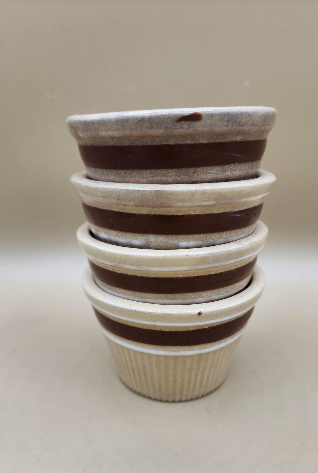 Set of 4 Hall Primitive Yellowware Custard Cups - Etsy